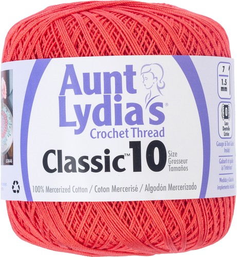 Aunt Lydia's Classic Crochet Thread Size 10-Bright Coral 73650025259| eBay