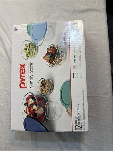 Pyrex Simply Store 12-piece Glass Storage Set, 6 Bowls & 6 Lids - 4 ...