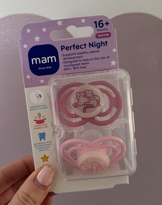 X2 MAM Perfect Night - pink girly - dummies/soothers 16m+- glow in the ...