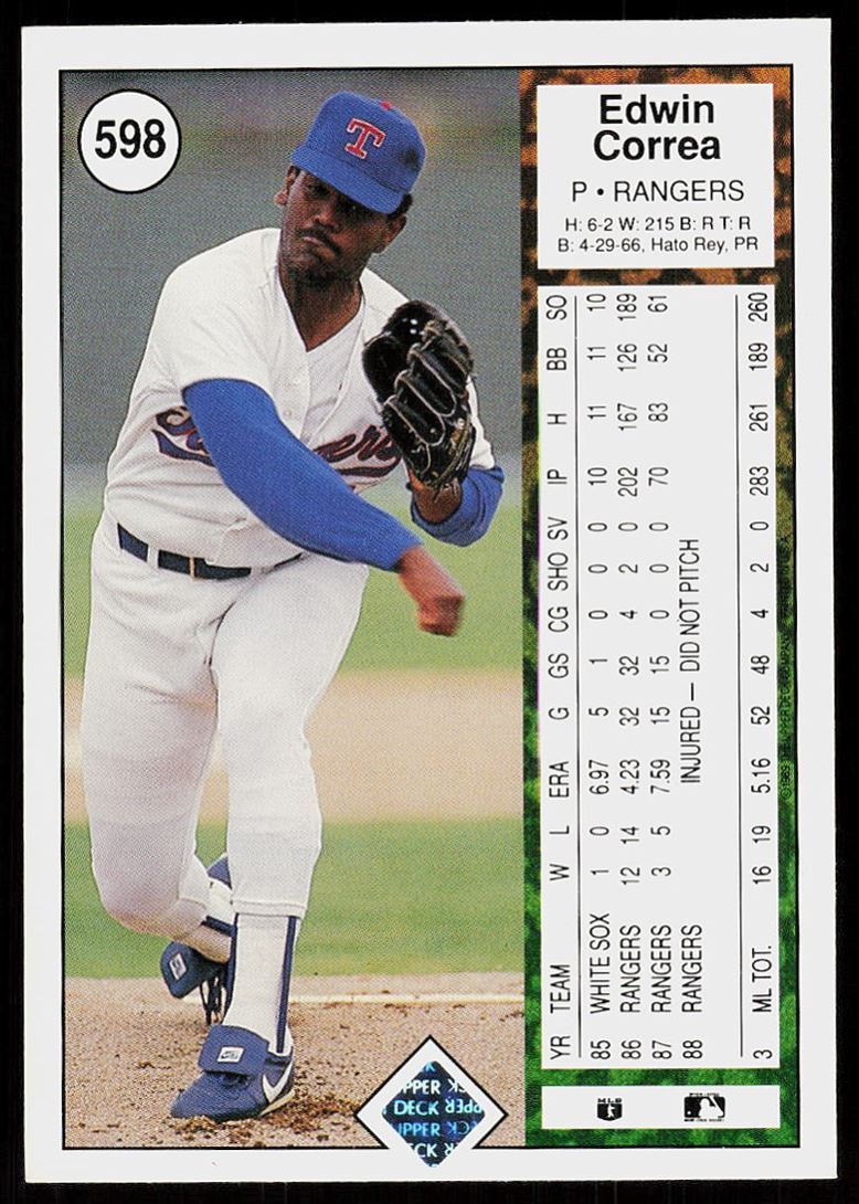 1989 Upper Deck Edwin Correa Texas Rangers #598 | eBay
