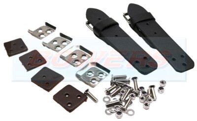 Pair of (2x) Black Leather Bonnet Boot Straps Classic Car Mini Jaguar E ...