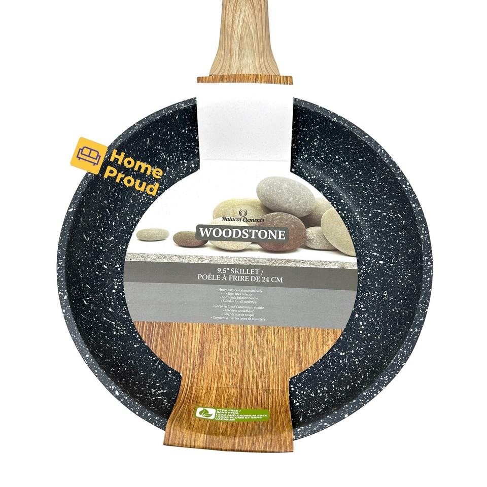 Nonstick Frying Pan Skillet 9.5 Inch WOODSTONE Premium Kitchen Cookware ...