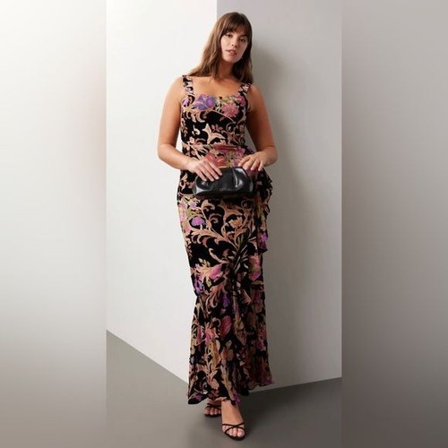 RTR Dress The PopulationParis Gown Sz Small Floral Form Fit Floor ...