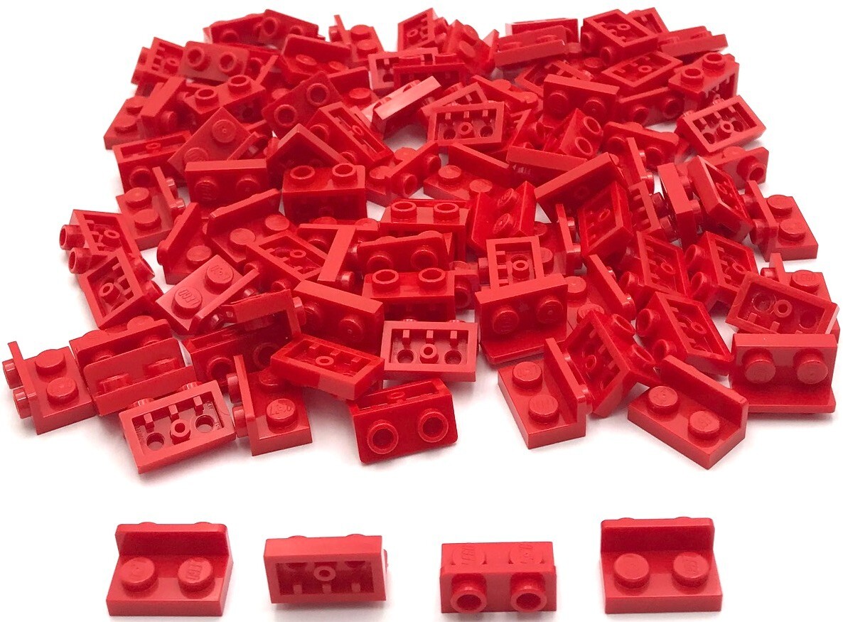 Lego 100 New Red Brackets 1 x 2 - 1 x 2 Inverted Parts | eBay