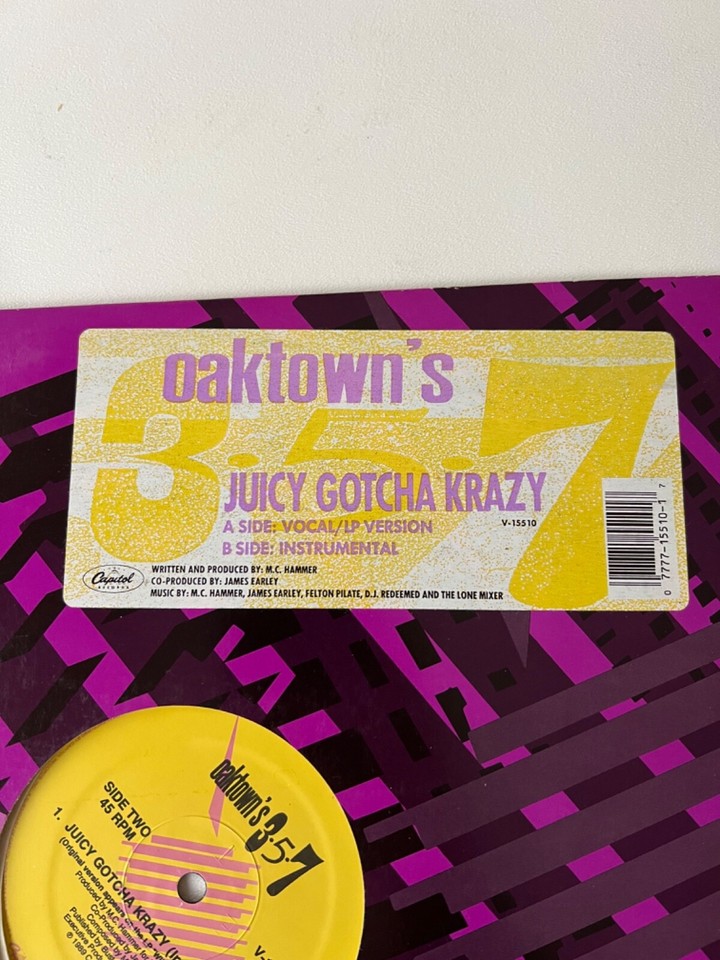 Oaktown's 3-5-7 Juicy Gotcha Krąży 12" 45 RPM Vinyl MC Hammer Capitol V ...