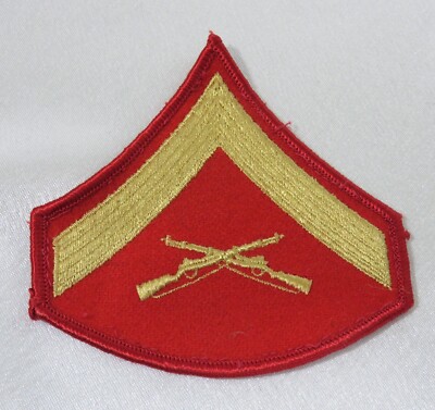 United States Marines Lance Corporal E-3 Chevron Single Patch Gold on ...