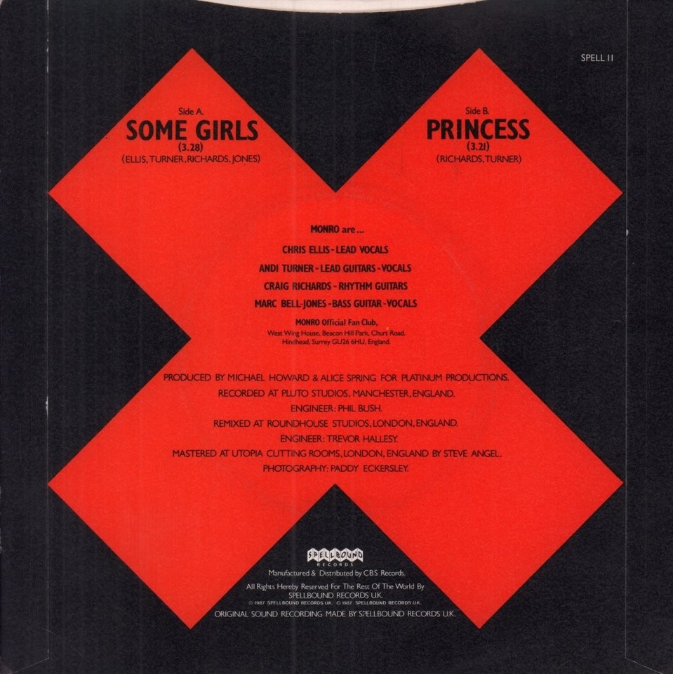 Monro Some Girls 7" vinyl UK Spellbound 1987 pic sleeve has small ...