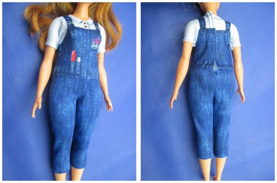 Barbie Doll Clothes ~ ️~ Curvy Blue Jean Coveralls Jumpsuit #415 | eBay