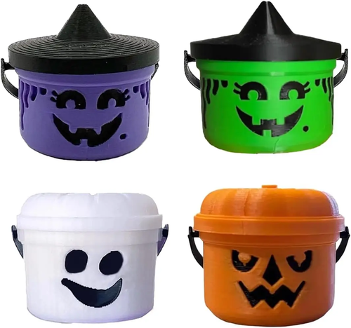 Halloween Mini Boo Bucket Figurines - Bulk Plastic Candy Bowls with ...