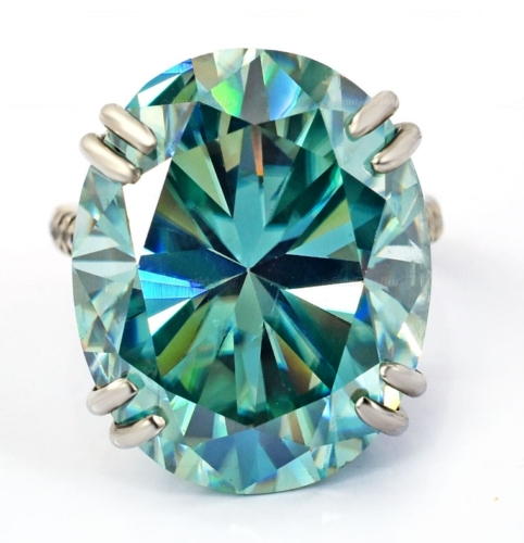Certified 25 ct Blue Lab Created Diamond Ring In Oval 925 Sterling ...