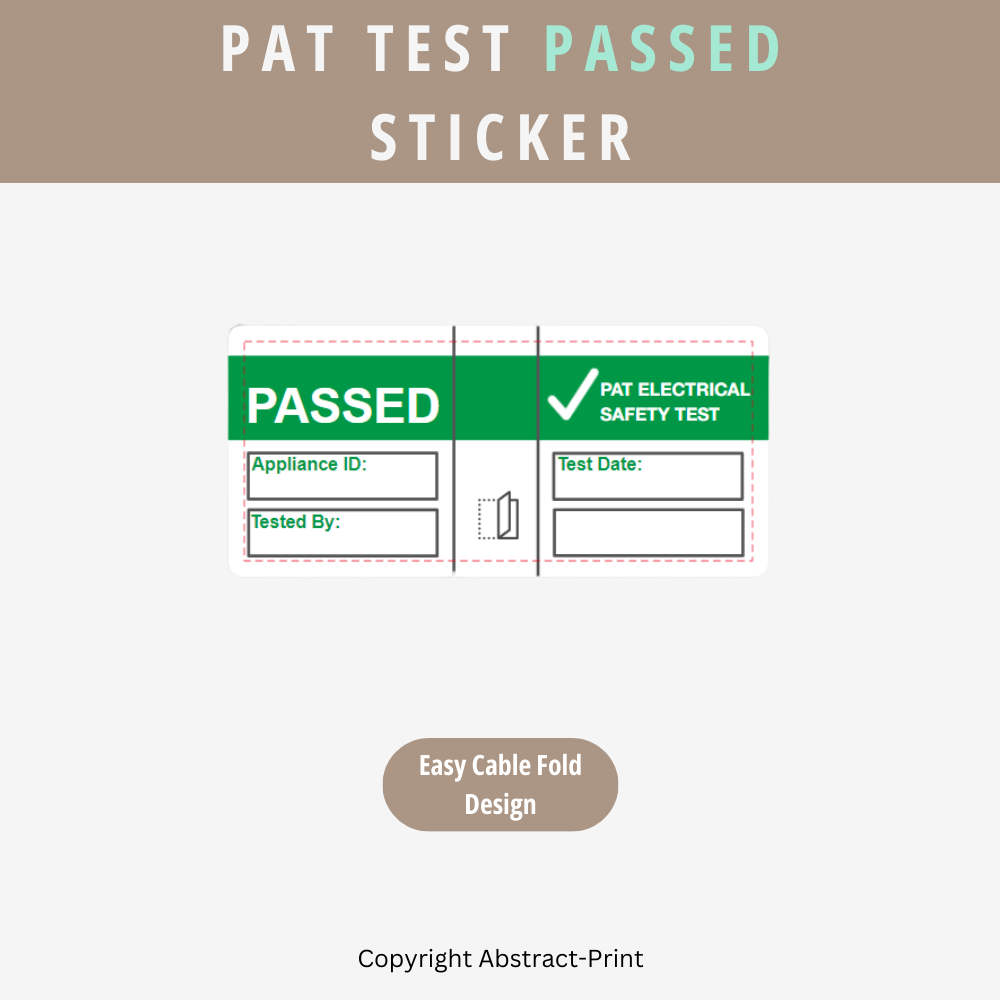 PAT Test Stickers PASSED & FAILED Electrical Safety Labels Cable Fold ...