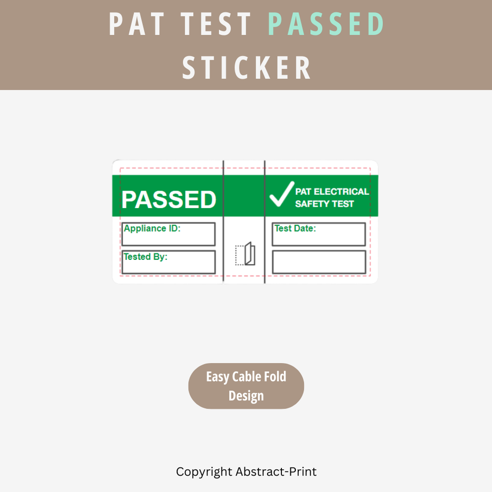 PAT Test Stickers PASSED & FAILED Electrical Safety Labels Cable Fold ...