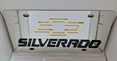 Chevrolet Silverado stainless steel vanity license plate tag Gold ...