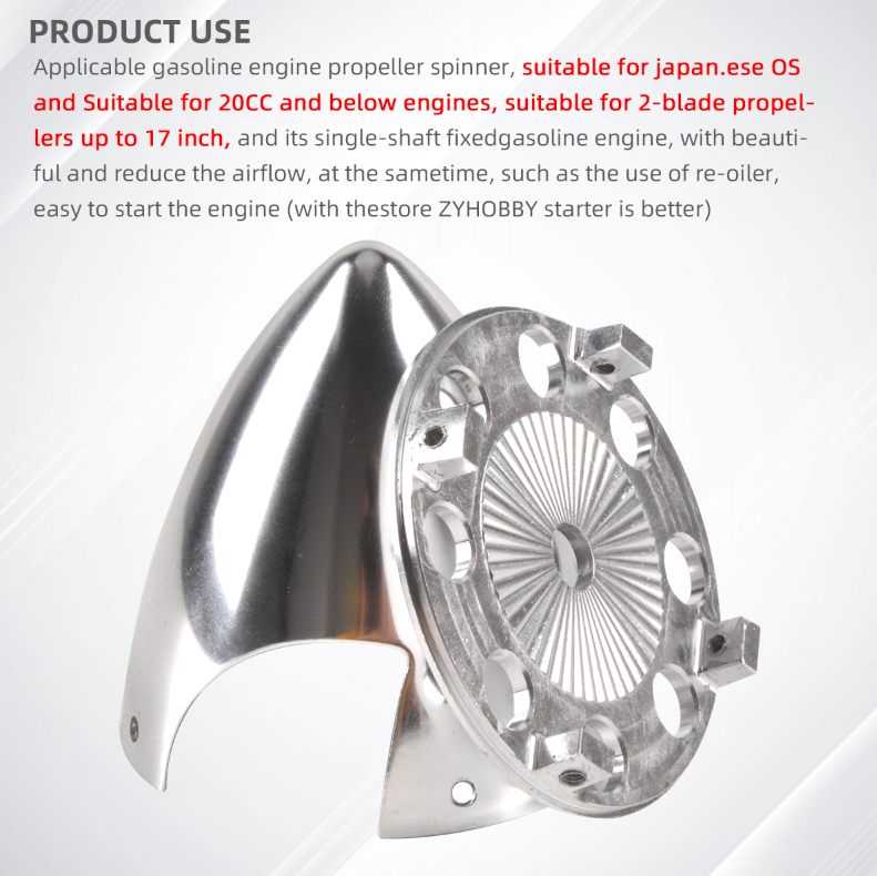 2 Blades Aluminum V2 Spinner Special Drilled for RC Plane with Prop ...