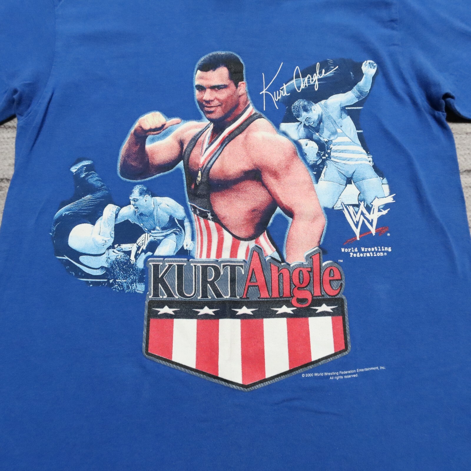 Vintage 2000 WWF Kurt Angle Tshirt Wrestling WWE Rap - Gem