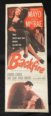 MOVIE POSTER: Backfire Original Insert Movie Poster 1950 Virginia Mayo ...