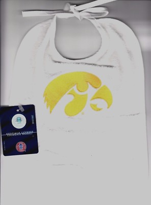 Bib, Iowa Hawkeye, White & Yellow, 10" x 8", Brand New | eBay
