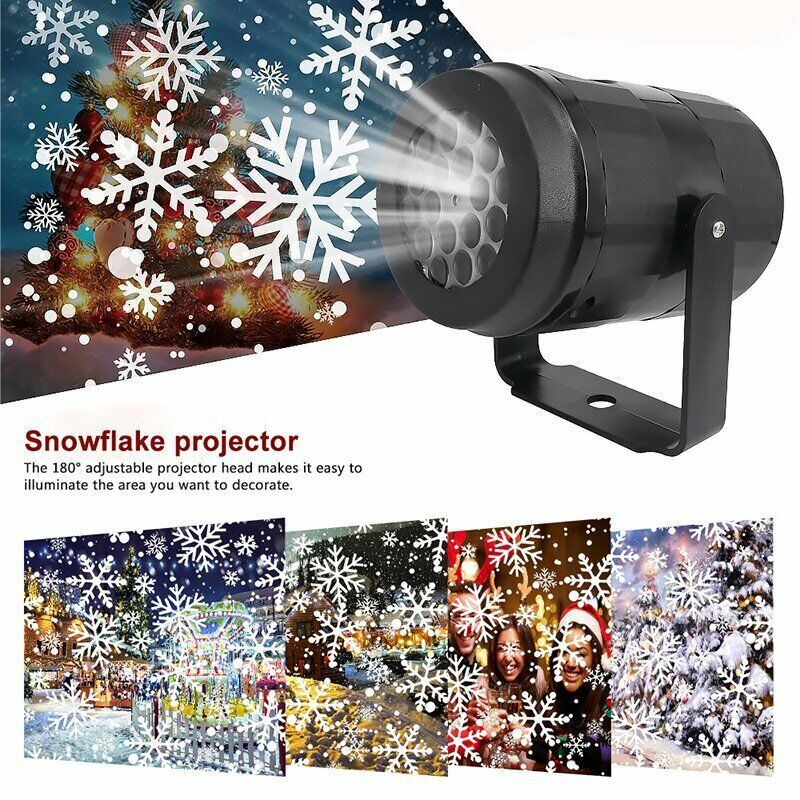 Christmas Snowflake Projector Laser Light LED Snowfall Landscape Xmas ...
