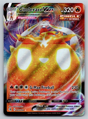 Cinderace VMAX 045/264 Ultra Rare Fusion Strike Pokemon Card - NM Near ...