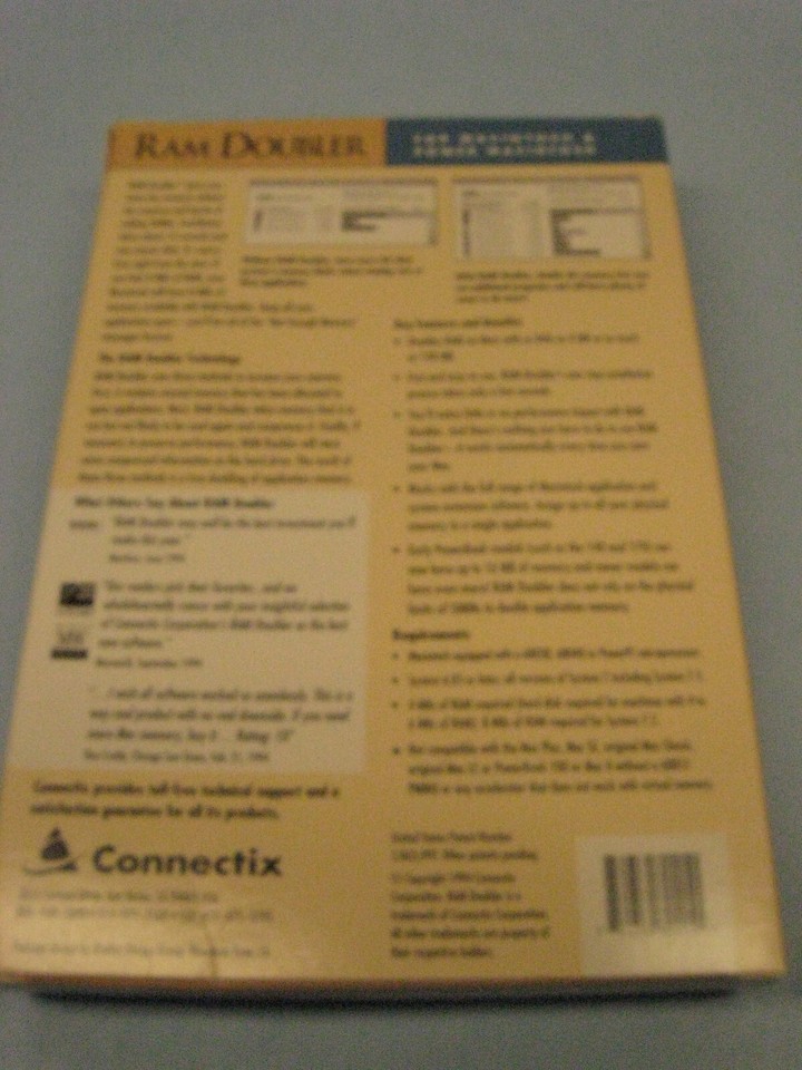 Connectix Macintosh Ram Doubler 3.5" Floppy Disk with instruction ...