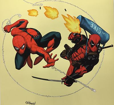 ED McGUINNESS rare DEADPOOL & SPIDEY print SIGNED limited SDCC ...