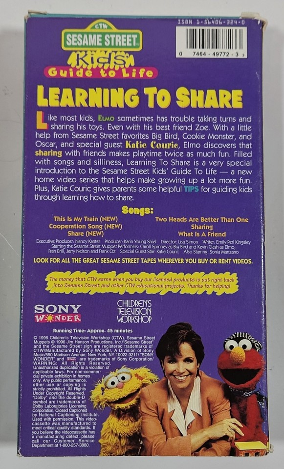 Sesame Street Kids Guide to Life: Learning to Share VHS Tape 1996 VTG ...