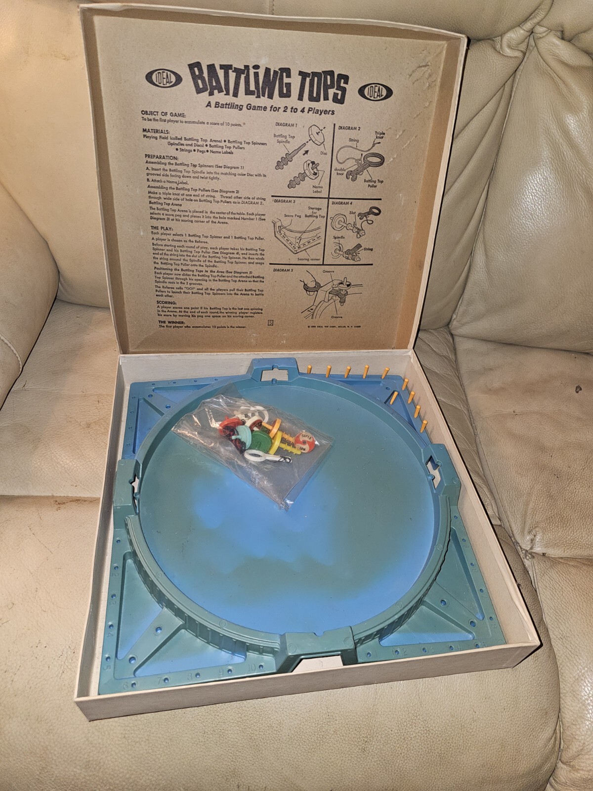 Vintage 1968 Ideal Battling Tops Game Board Game #2340-8 Original Box ...