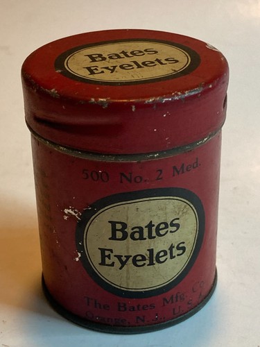 Vintage Bates Eyelets No 2 Short Round Red Empty Tin- Orange, NJ USA | eBay