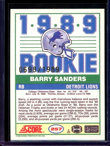 1999 Score 1989 Score Reprint Barry Sanders /1989 | eBay