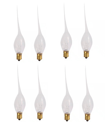8 Bulbs Clear White Glow Silicone Electric Candle Lamp Replacement ...