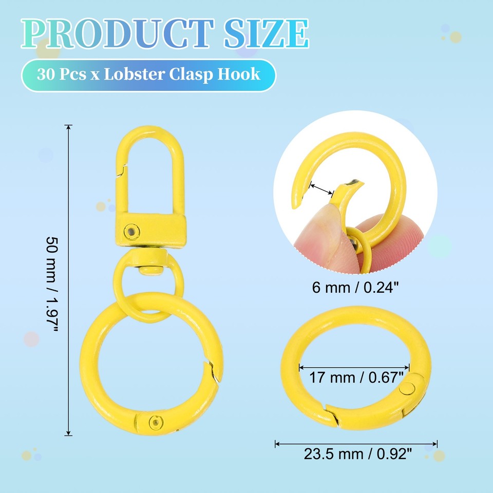 Lobster Claw Clasps Keychain, 30 Pcs Metal Lobster Clasp Hook, Yellow ...