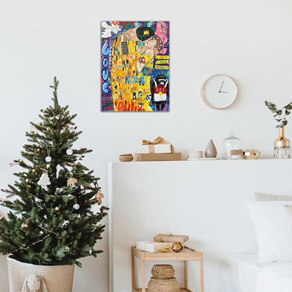 Gustav Klimt Kiss Canvas Print Pciture Banksy Canvas Wall Art Street ...