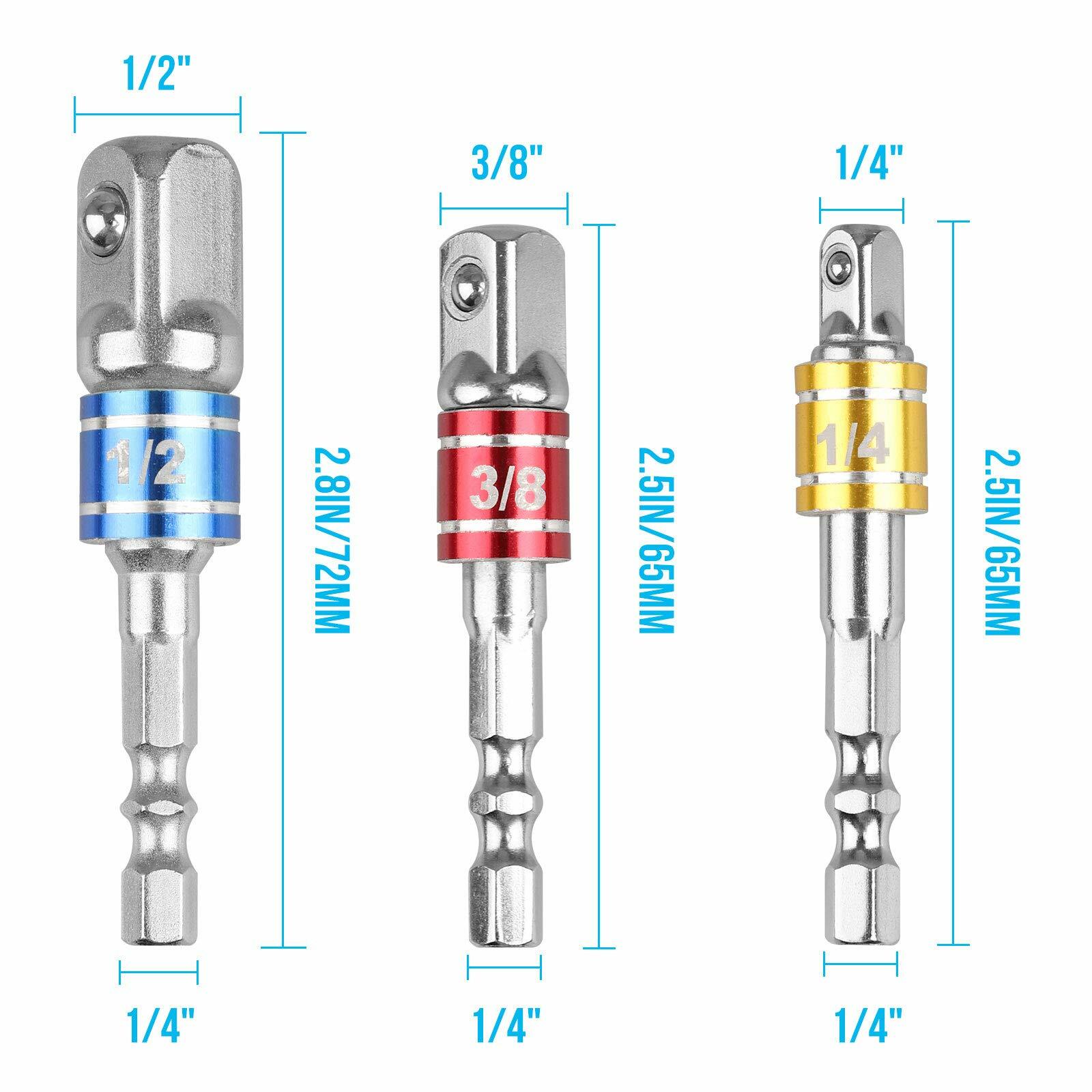 Universal Socket Ratchet Wrench Power Drill Adapter 7mm-19mm + 105 ...