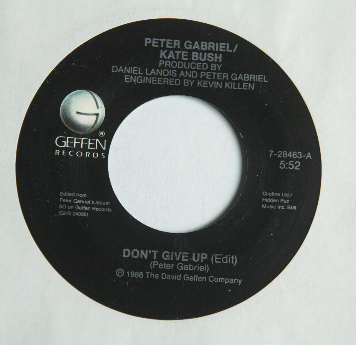 45 RPM ~ NM ~ PETER GABRIEL / KATE BUSH ~ DON'T GIVE UP / CURTAINS (NON ...