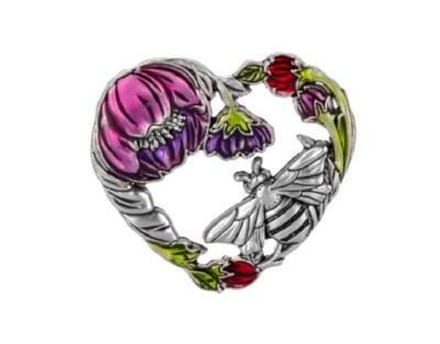 Ganz "Love Blooms" Heart Shaped Charm/Pocket Token with Flowers & BEE ...