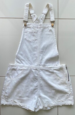 Target Women Size 16 White Overalls Cotton Shorts Polyester Elastane ...