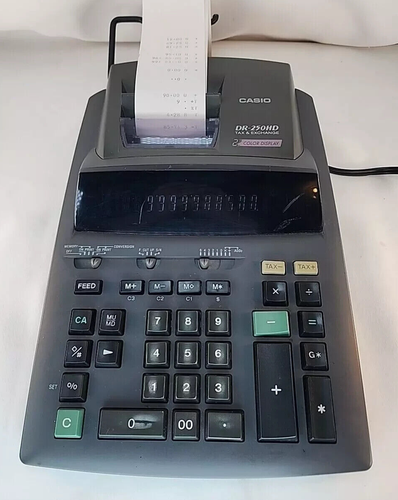 Casio DR-250HD Electronic 2 Color Receipt Printer Calculator Black ...