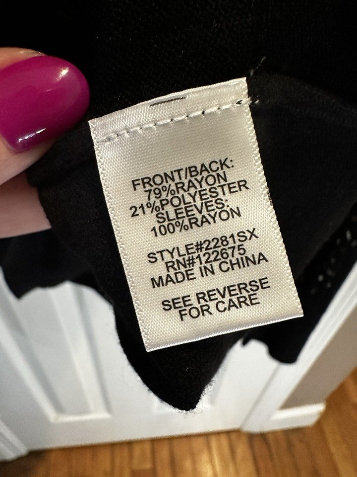 NWT Lety & Me Stitch Fix Vittoria Pointelle Sleeve Black Sweater Large ...