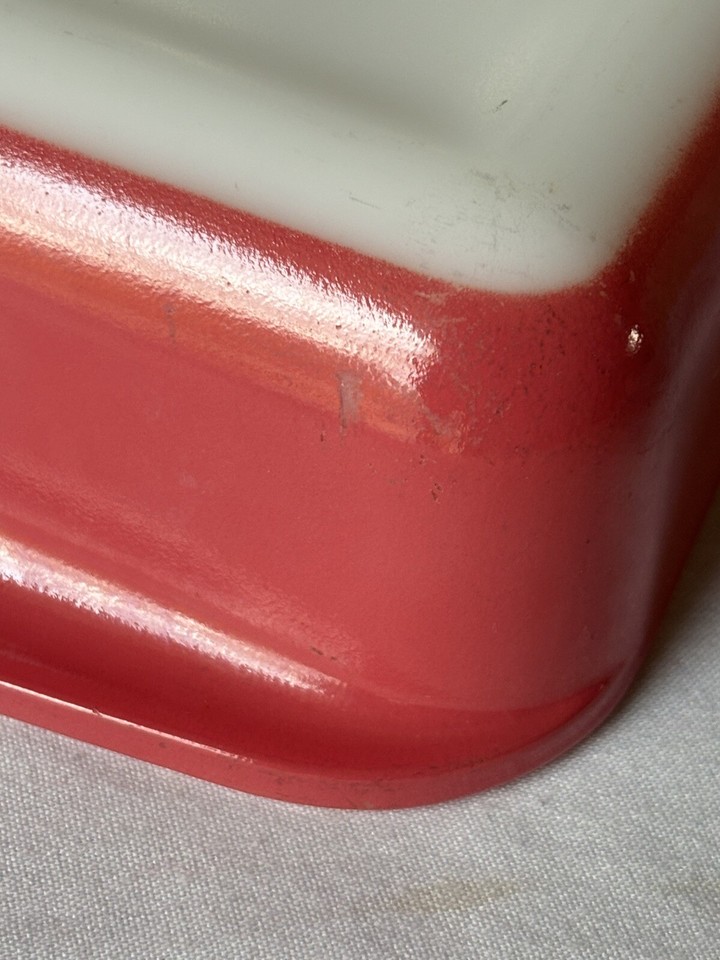 VTG PYREX 232 PINK FLAMINGO MILK GLASS OBLONG BAKING DISH 11 3/4 x 7 1/ ...