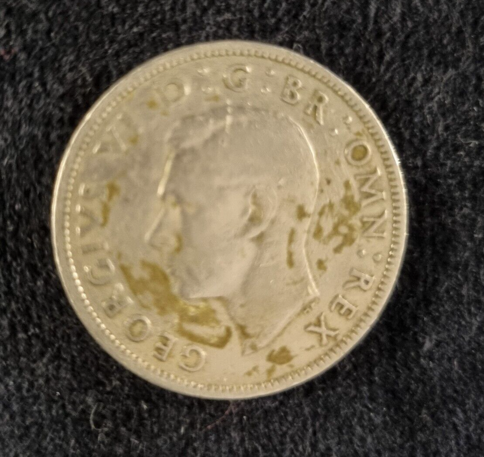 GEORGIVS VI D G BR OMN REX TWO Shillings 1947 FID DEF IND IMP Rare Coin ...