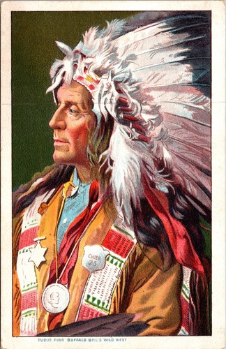 Vintage Postcard Portrait of a Native American Chief in Buffalo Bill’s ...