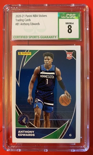 2020-21 Panini Anthony Edwards NBA Stickers Trading Cards #81 RC CSG 8 ...