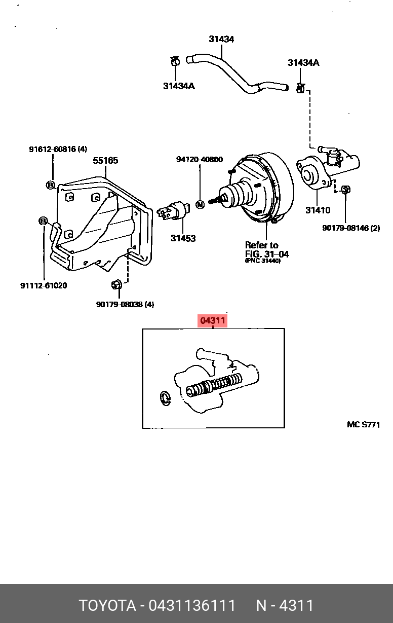 Genuine OE clutch master cylinder repair kit, 0431136111 for TOYOTA ...