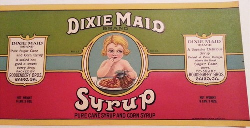 Dixie Maid Syrup Original Vintage Can Label Roddenbery Cairo, Georgia ...
