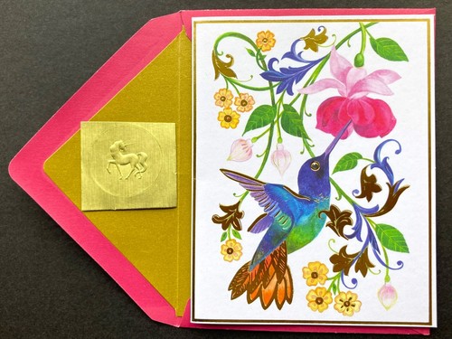 *ONE* Blue Hummingbird Blank Note Card Floral Bird NIQUEA.D Schurman ...