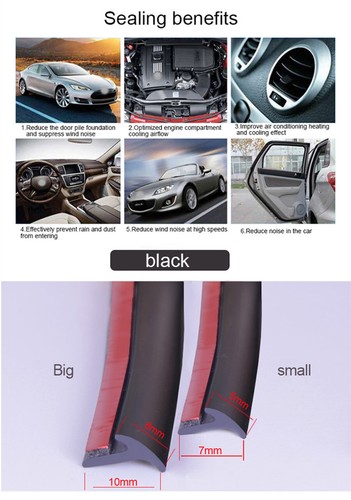 5M Slant T-Type Rubber Seal Strip For Car Front Bumper Lip Headlight ...