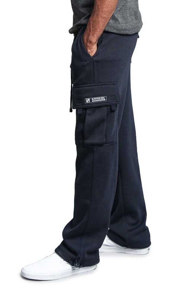 G-Style USA Men's Jogger Heavy Weight Fleece Cargo Pocket Sweat Pants S ...