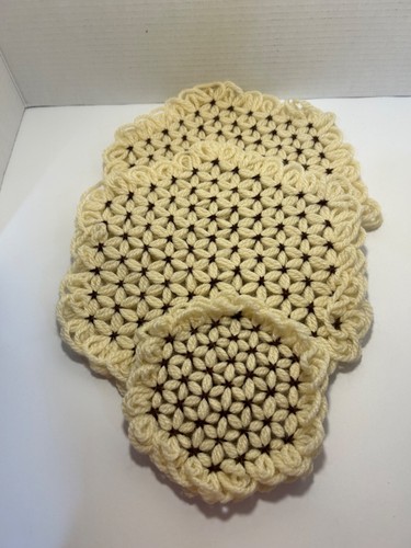 Lot of 3 Vtg. Yarn Star Trivet Hot Pad Country Cottagecore Daisy Loom ...