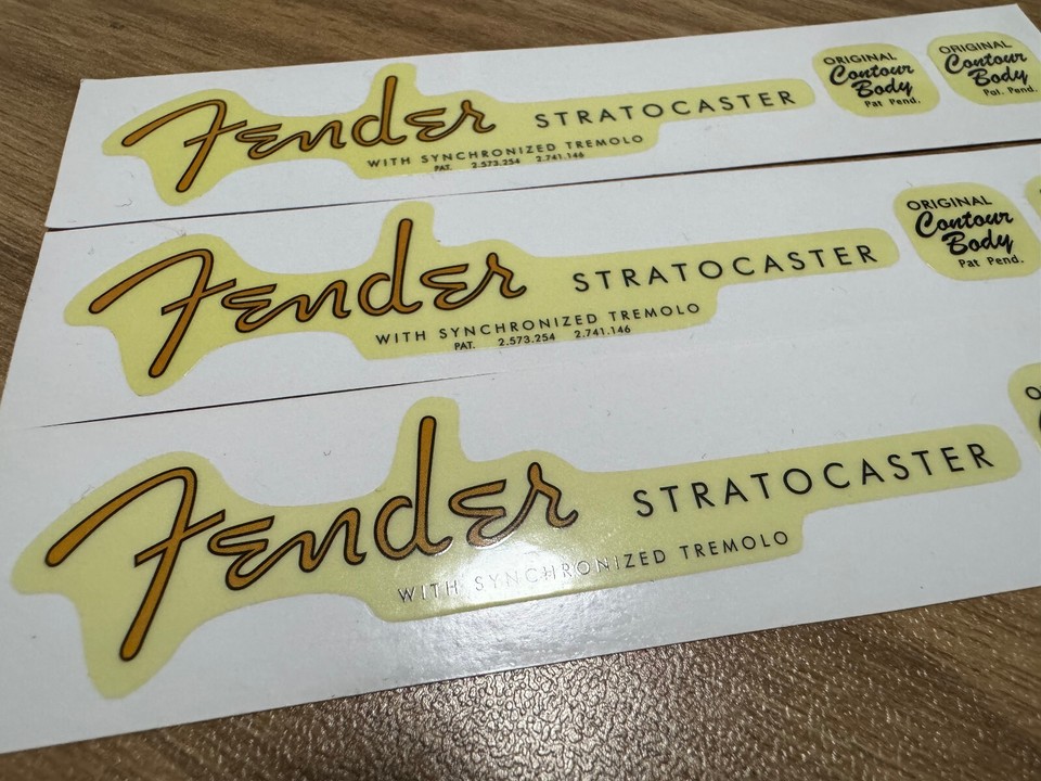 3Pcs Retro FENDER STRATOCASTER Guitar UV Transfer Headstock RAISED ...