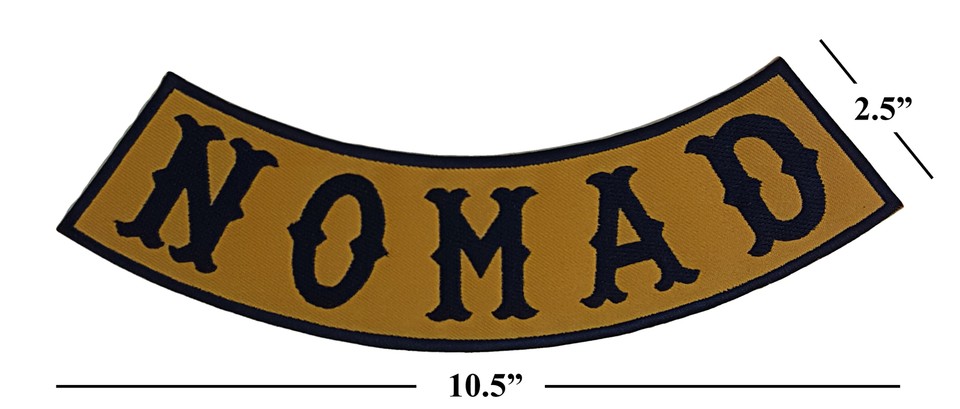 NOMAD Black on Tan Iron on Bottom Rocker Large Patch for Jacket Vest | eBay
